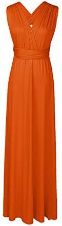 Ibtom Robe longue convertible pour femme - Robe de soirée, de bal, de mariage, de cocktail - Orange - X-Small