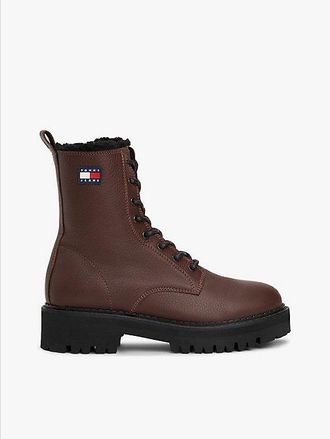 Tommy Hilfiger Bottes mi-mollet en cuir doubl&eacute;es crant&eacute;es