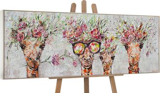 Yohji Yamamoto Art XXL Abstrakt Acryl Gemälde auf Leinwand Giraffen handgemalt Wandbilder Wohnzimmer Kinderzimmer modern Pastell Farben Design Bilder echte Kunst mit