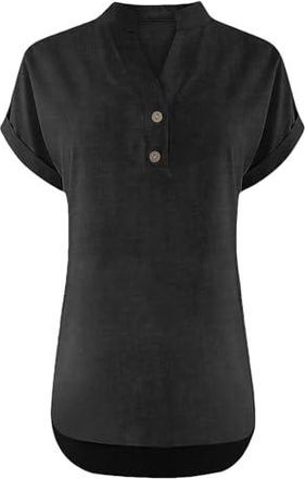 Generic Tee Shirt Femme Coton Occasionnelles Chic T-Shirt Hauts Manches Courte Ete L&acirc;che Basic Tshirt Sport Imprim&eacute; Col V Tops Blouse Manche Courtes D&eacute;contrac