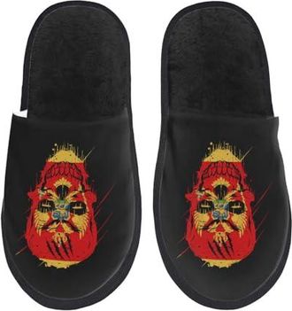 Generic Confortable Pantoufles Femmes Drapeau national cr&eacute;atif du Mont&eacute;n&eacute;gro patriotique cr&acirc;ne Chaussures Antid&eacute;rapant Chaussons en Peluche pour Homme Femme H