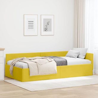 vidaXL Eckbettgestell Gelb 90 x 200 cm Samt und engineered Holz vidaXL