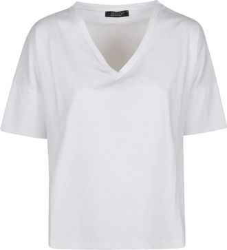 Aragona Femme, Tops, Blanc, Taille: 38 FR D3360Tp V Neck T-Shirt