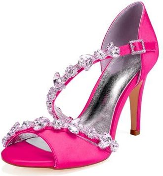 Generic Chaussure Mariage Femme Sandales Tendance pour Ouvert Stylet Talons Mari&eacute;e pour Robes Et Chaussures De F&ecirc;te 10.5Cm,Rose Red,41 EU