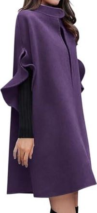 ORANDESIGNE Manteau Femme Hiver Chic Long Veste Poncho Cape Chale Elegant Cardigan Chaud Duffle Coat Laine Caban Blouson Ample Fluide Cérémonie Mode Outwear Wool 