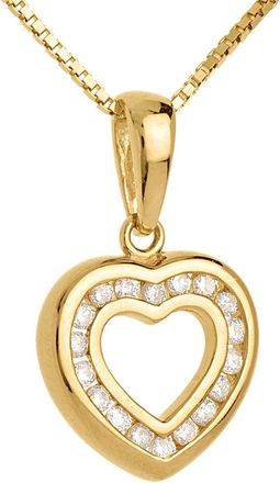 Edenly Herzanhänger Spiegelbild in Gelbgold - 0.25 Karat - 18 Diamanten