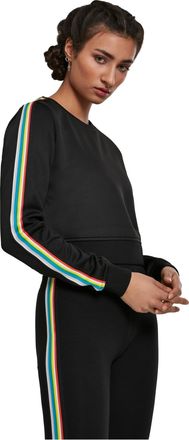 Urban Classics Damen Ladies Multicolor Taped Sleeve Crewneck Pullover,, per pack Schwarz (black 00007), Small (Herstellergröße: S)