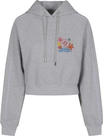 Casablanca Femme, Sweatshirts et sweats &agrave; capuche, Gris, Taille: 40 FR Embroidered Cropped Sweat &agrave; capuche