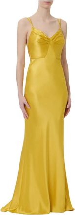 Elisabetta Franchi Femme, Robes, Jaune, Taille: 38 FR Robe &agrave; fines bretelles et col en V