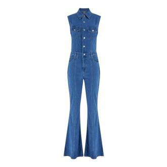 Guess Femme, Combinaisons et Ensembles, Bleu, Taille: 40 FR Harlo Flare Denim Jumpsuit