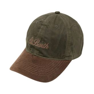 MC2 Saint Barth Casquette de baseball Basb0024 en velours c&ocirc;tel&eacute; cir&eacute; - unisex - Accessoires - Vert - Taille: ONE Size