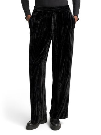 Tom Tailor Damen 1050753 Culotte Samthose, 14482-Deep Black, M