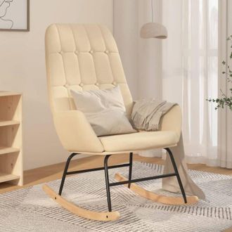 vidaXL Chaise &agrave; bascule Cr&egrave;me Tissu