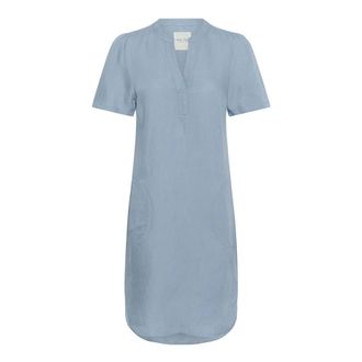 Part Two Robe en Denim D&eacute;lav&eacute; avec Col en V - Femme - Robes - Bleu - Taille: 40 FR