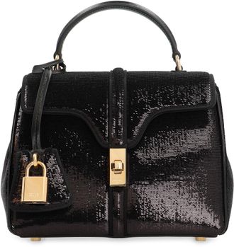 Celine Womens Bag 16 Mini Sequins And Leather Black Polyester Handbags Hand