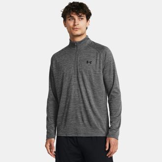 Under Armour Tech Textured Oberteil mit.5-Zip für Herren Castlerock / Schwarz XXL