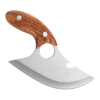 Cabilock Edelstahl Fleischkutter Mit Holzgriff Rostfrei Scharfe Klinge Handliches Design F&uuml;r Einfaches Schneiden Von Gegrilltem Und Gefrorenem Fleisch Langlebi