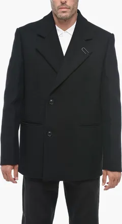 Off-white TAILORING Zweireihiger Mantel BASIC aus Wollmischung Off-White