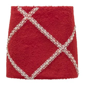 Des_Phemmes Faux Fur Mini Rock mit Perlen - - Skirts - Damen - Rosa - S