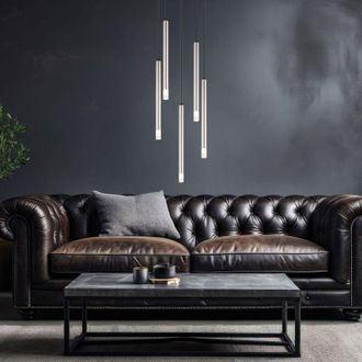 Globo Lighting H&auml;ngeleuchte H&auml;ngelampe Esstischlampe silber 5 flammig Wohnzimmerlampe h 120 cm
