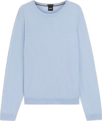 HUGO BOSS Rundhals-Pullover aus leichtem Schurwollstrick in