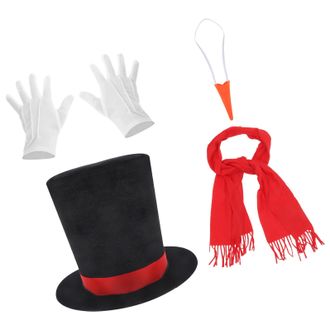 DOITOOL Veemoon Schneemann Kost&uuml;mset f&uuml;r Rotem Schal Schwarzem Filzhut und Nasen Requisite Selbstgemacht Weihnachtsverkleidung aus Robustem Material f&uuml;r Baste