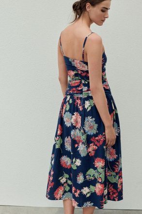 Next Midikleid Midikleid mit gerafften Tr&auml;gern (1-tlg)