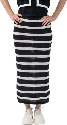 Kocca Femme, Jupes, Bleu, Taille: 40 FR Gonna lunga in fantasia a righe