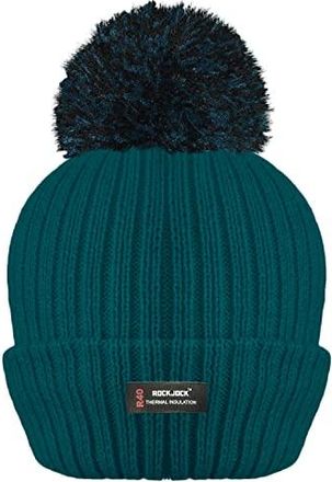 RockJock Bonnet côtelé à Pompons dhiver pour Femme avec Isolation Thermique avancée R40-Taille Unique-Sarcelle