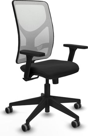 Piqueras y Crespo Bequemer Schreibtischstuhl aus Netzstoff, verstellbar, mit schwarzen Armlehnen, h&ouml;henverstellbare Lendenwirbelst&uuml;tze, 3 Positionen, Wei&szlig; / Schwarz