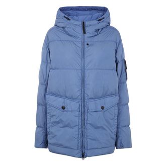 Stone Island Homme, Vestes, Bleu, Taille: L Parka Courte en Nylon Crinkle Reps