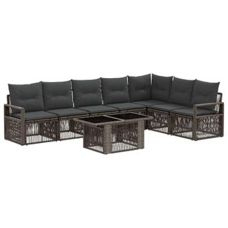 vidaXL Set Divano Da Giardino 8 Pz Grigio E Grigio Scuro Polyrattan Vidaxl