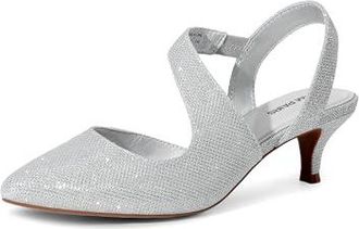 Dream Pairs Escarpins à talons pour femme - Bout fermé - Bout pointu - Chaussures à lanières - Pour fête, danse, mariage, Argenté, 41 EU