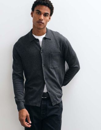 Tommy Hilfiger chemise en maille &agrave; drapeau gris fonc&eacute;