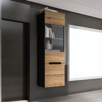 ebuy24 Vitrine suspendu 36x33x125cm d&eacute;cor naturel et anthracite - KANUT