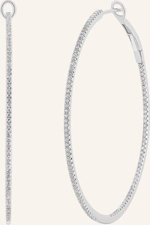 Leaf Creolen Circle Xl Aus 18 Karat Weißgold Mit Diamanten silber