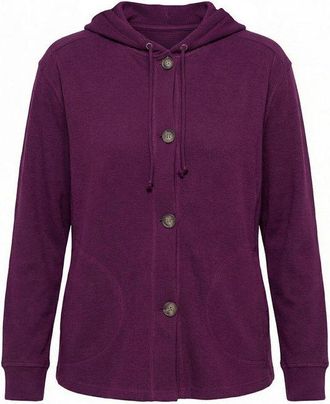 Ulla Popken Sweatjacke Sweatjacke Waffelstruktur Kapuze Biobaumwolle