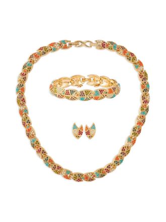 Susan Caplan Vintage parure collier de pierres diverses (ann&eacute;es 1980)