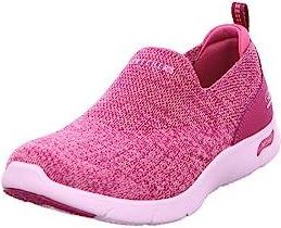Skechers Femme Arch Fit Refine Dont Go Basket, Bordure Corail en Tricot chiné Framboise, 40 EU