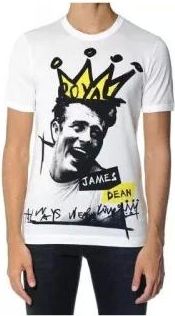 Dolce & Gabbana Homme, Tops, Blanc, Taille: XS T-shirt James Dean Imprimé Graphique