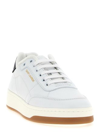 Saint Laurent Bicolor Calfskin Low Top Sneakers - White
