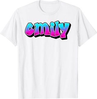 BDAZ Emily Graffiti Personalisierter Name Blau Rosa Frauen M&auml;dchen T-Shirt