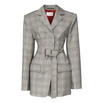 Sportmax Veste en laine grise Prince de Galles - Femme - Vestes - Gris - Taille: 40 FR