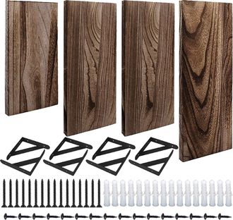 Generic Schwimmende Regale, Wall Storage Floating Regal Set, Rustic Wood With Metal Brackets For Living Room Kitchen Office WC Hallway Corner Pflanzer Topf Gl