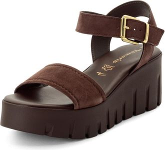 Tamaris Damen Sandalette mit Keilabsatz, braun, 40 EU