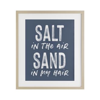 Stupell Industries Gerahmter Druck unter Glas, Motiv Summer Sentiment Salt Sand in Hair Birke, Design von Lettered and Lined, 40,6 x 33 cm
