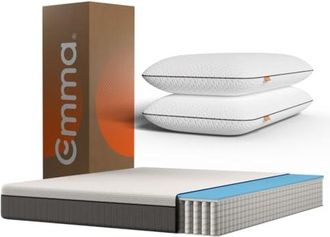 Emma Pack Matelas Original II + 2 Premium Oreiller &agrave; M&eacute;moire de Forme | Mousse &agrave; M&eacute;moire et Ressorts Ensach&eacute;s | 180x200 cm | 22 cm | Moyen-Ferme (H7) | Sou