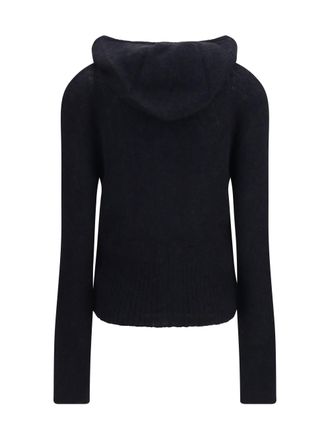 Our Legacy Womens Alpaca-Blend Zip-Up Hoodie Black Fuzzy Sweatshirts Sweater
