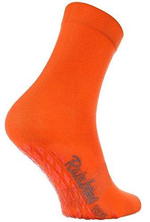 Rainbow Socks Femme Homme Chaussettes Antid&eacute;rapantes ABS Color&eacute;es en Coton - 1 Par - Orange - Taille 42-43