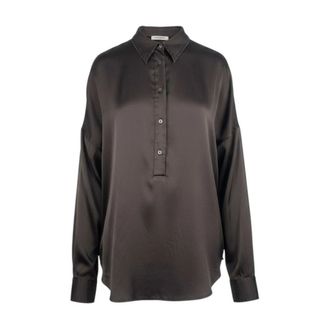 Caliban Femme, Blouses et Chemises, Brun, Taille: 40 FR Chemisier en satin